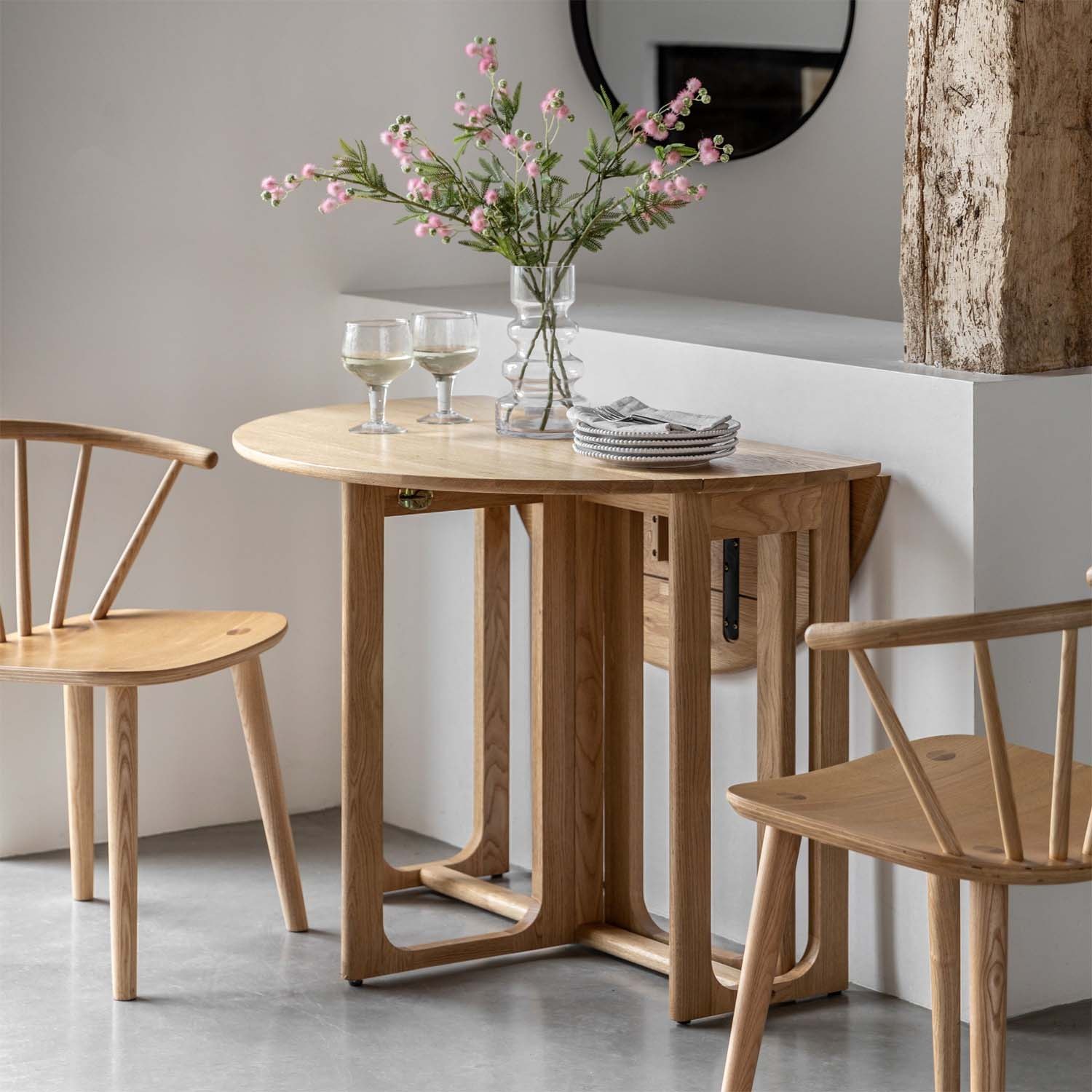 Cadoc Natural Oak Folding Dining Table - TR Hayes