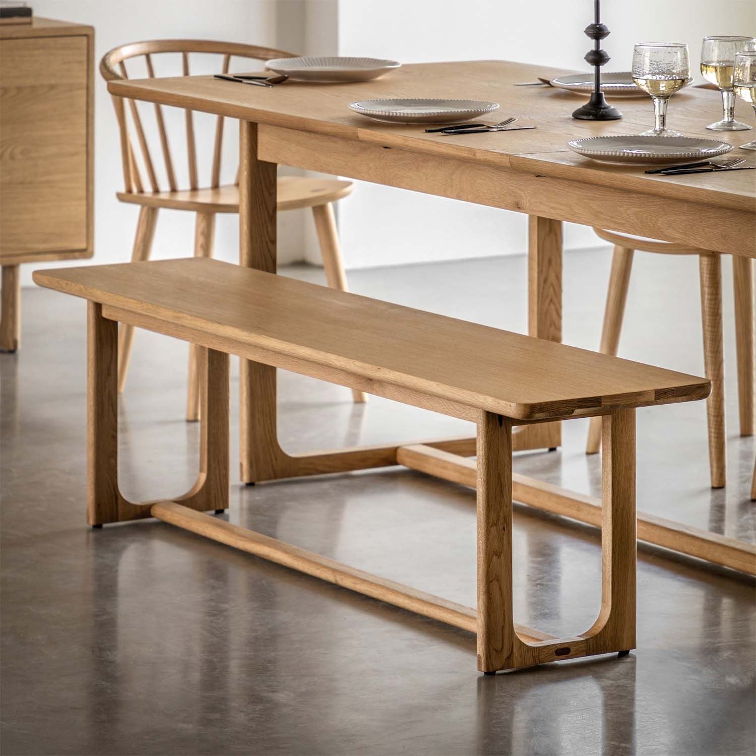 Cadoc Natural Oak Dining Bench - TR Hayes