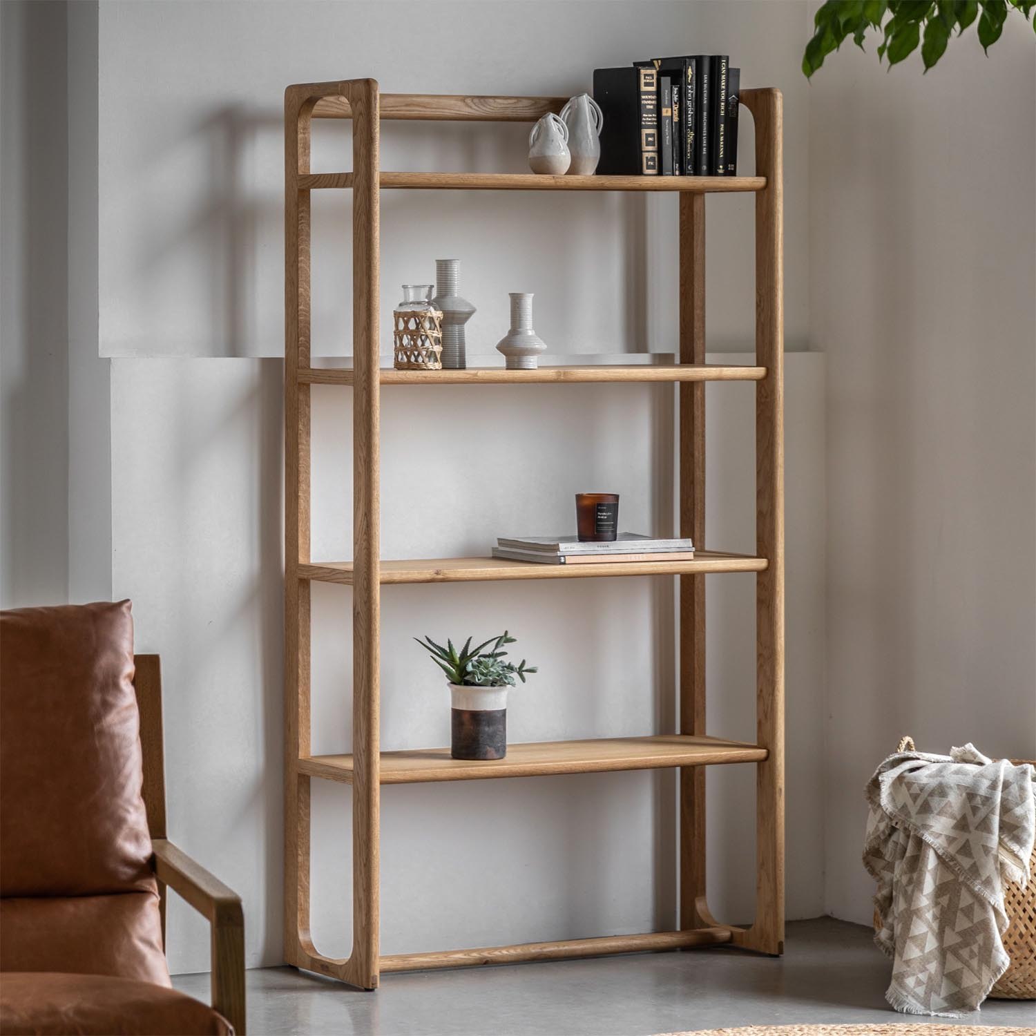 Cadoc Natural Oak Tall Open Display Unit - TR Hayes